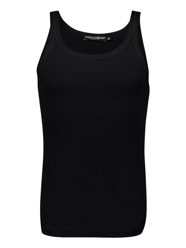 Dolce & Gabbana Washed Cotton Rib Singlet - Black