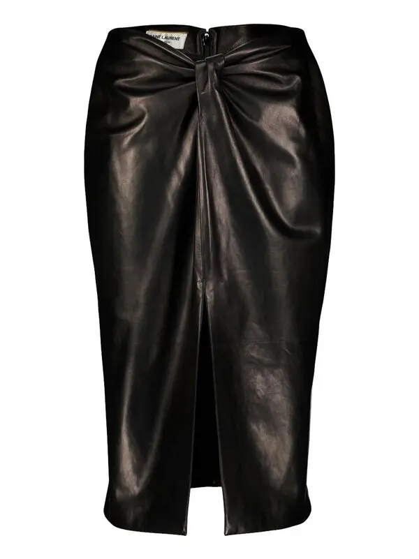 Saint Laurent Lambskin Twist Pencil Skirt - Black