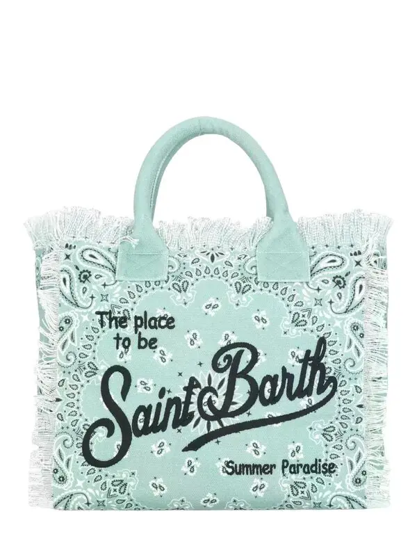MC2 SAINT BARTH Bandana-print Fringed Tote Bag - Green