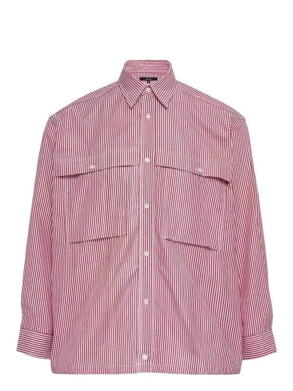 Comme Des Garçons Striped Chest-pockets Shirt - Red