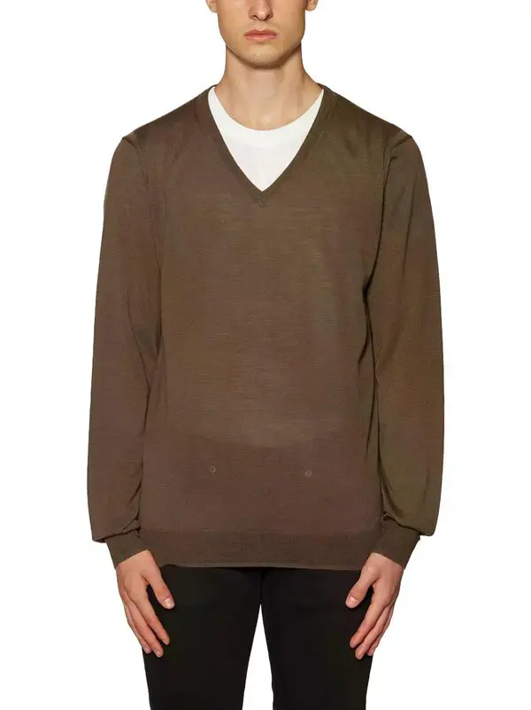 PAOLO PECORA V-neck Sweater - Brown
