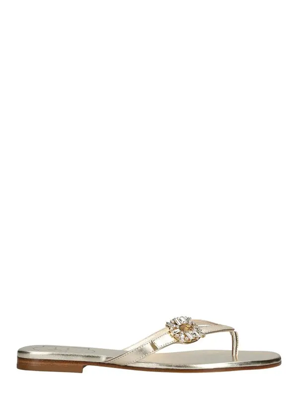 ROGER VIVIER Metallic Leather Embellished Sandals - Gold