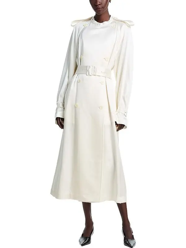 TOTEME Draped Satin Trench Coat - Off-white