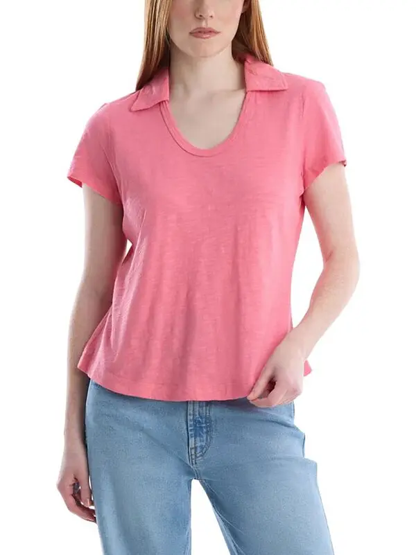WILT CLOTHING Short Sleeve Polo Top - Pink Lemonade