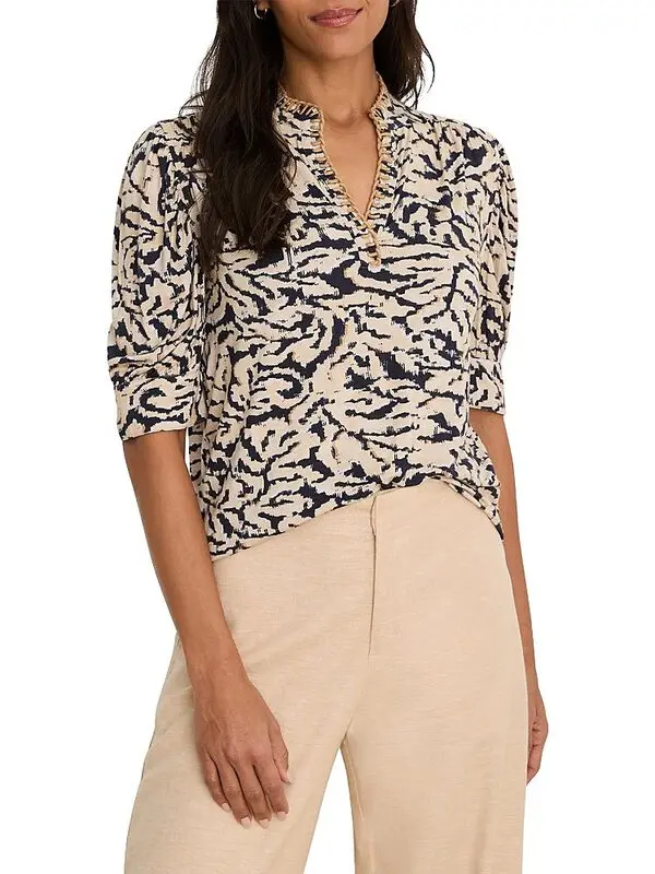 NIC+ZOE Contrast Swirl Top - Neutral Multi
