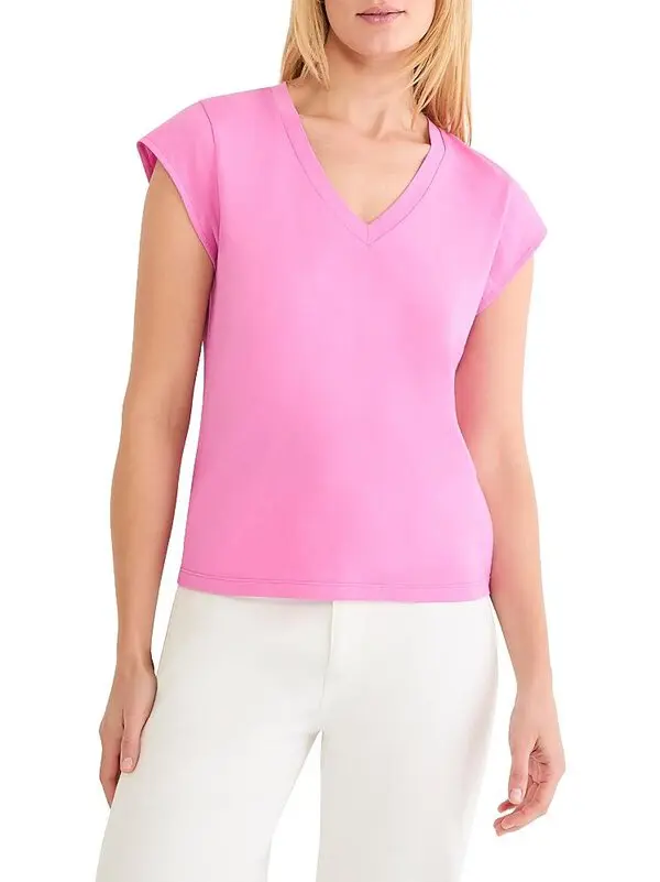 NIC+ZOE Cap Sleeve V-neck Supima Cotton Tee - Crocus