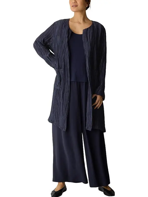 Eileen Fisher Textured Round Neck Jacket - Ink