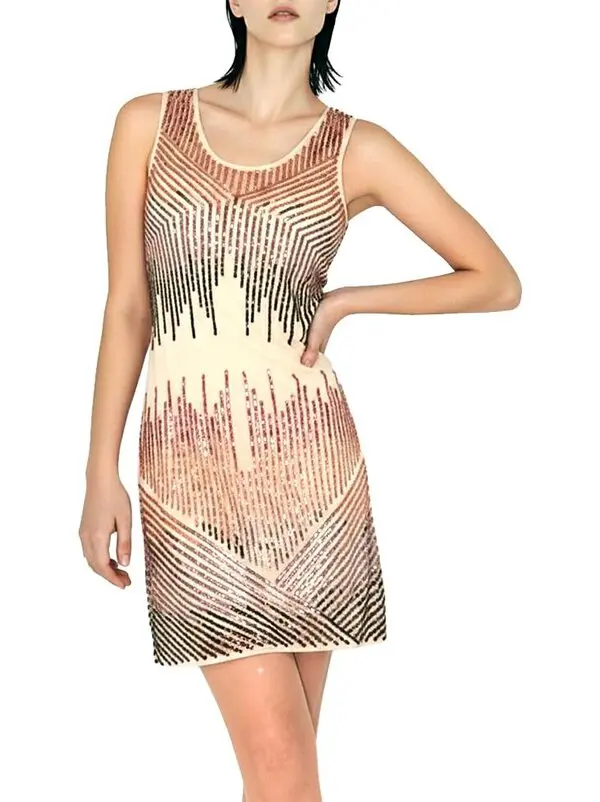 AS By DF Starlet Sequin Shift Dress - Beige Overflow