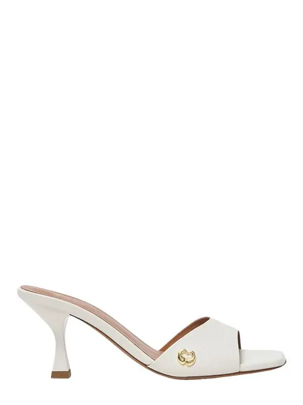Maje Leather Heeled Mules - White