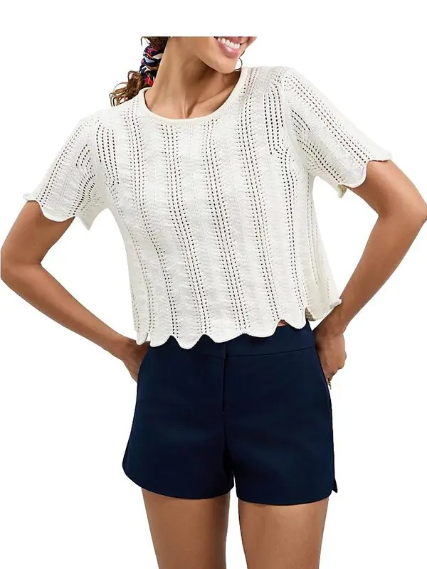 Trina Turk Playa Largo Crochet Knit Top - Whitewash