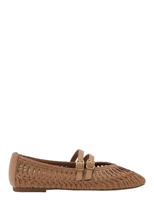 REISS Jute Leather Ballet Flats - Neutral