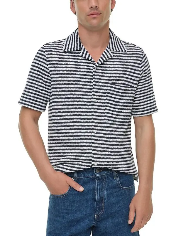 Simkhai Cedric Short Sleeve Shirt - Midnight Stripe