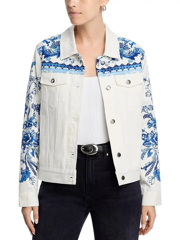 Johnny Was Bandana Denim Jacket - White