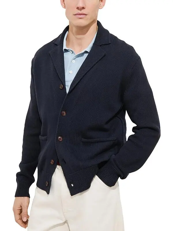ALEX MILL Alain Cardigan In A Cotton & Linen Blend - Dark Navy