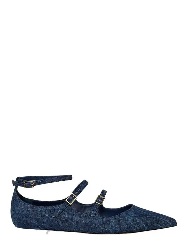 Marion Parke Francine Denim Mary Jane Flat - Blue