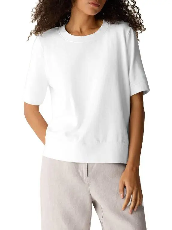 Eileen Fisher Organic Cotton Terry Sweatshirt - White