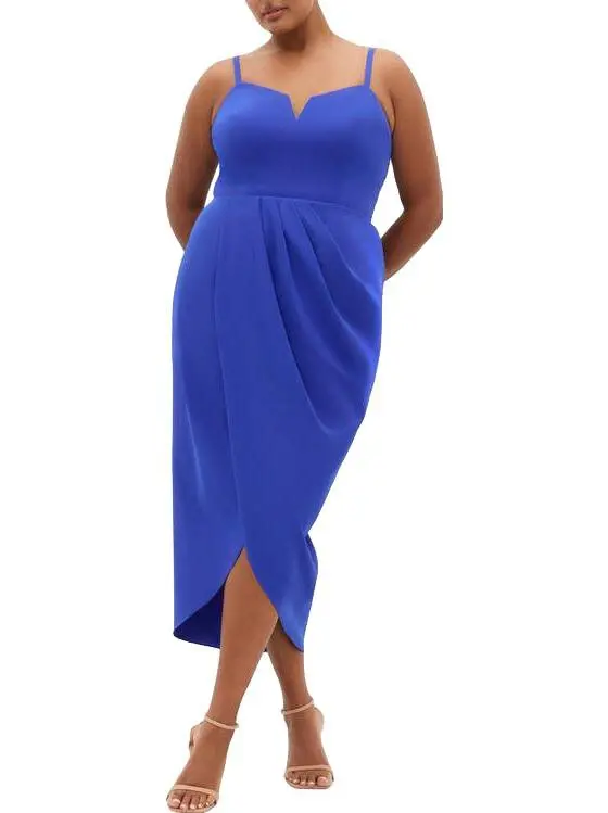 City Chic Flex Fit Tulip Midi Dress - Ultra Blue