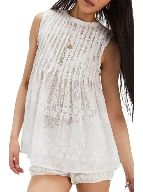 Free People Moon Magic Mesh Tunic Top - Clean Ivory