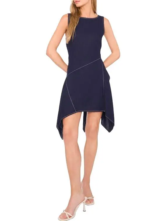 Halogen Sleeveless Asymmetric Hem Mini Dress - Classic Navy