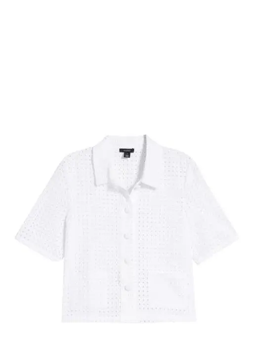 Halogen Eyelet Embroidery Woven Shirt - Bright White