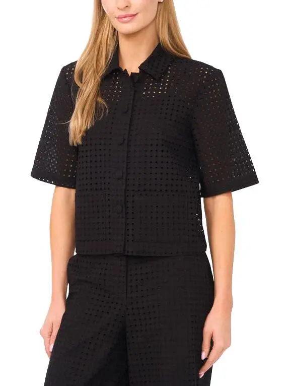Halogen Eyelet Embroidery Woven Shirt - Rich Black