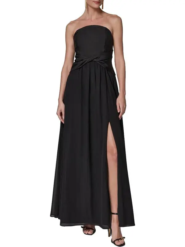 Donna Karan New York Strapless Mixed Media Gown - Black