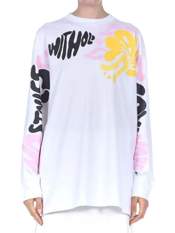 Marni Oversized Graphic Long Sleeve Tee - Lily White