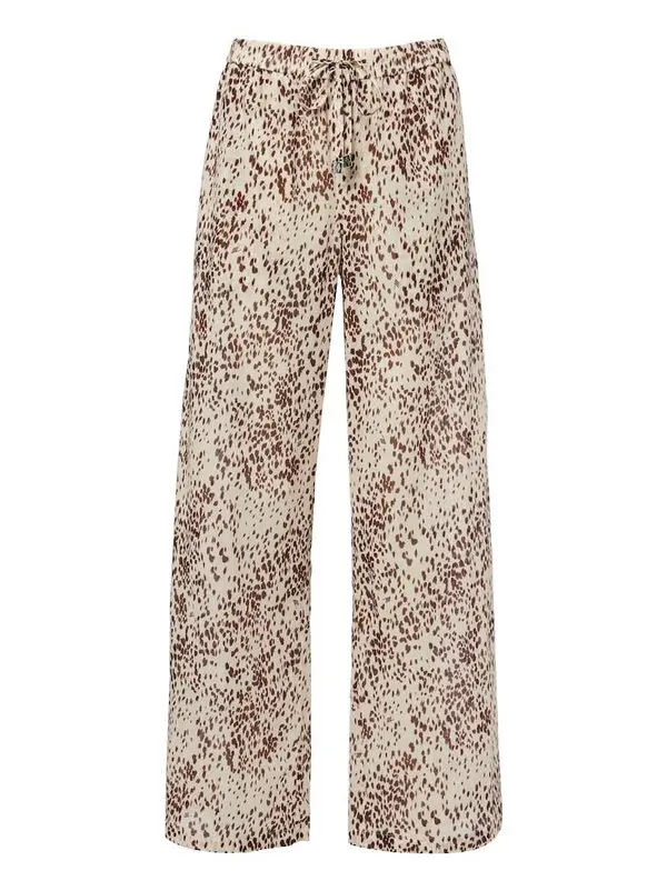 Attico Leopard-print Wide-leg Cotton Pants - Brown