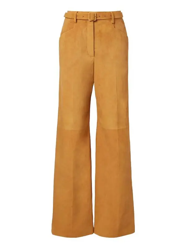 Gabriela Hearst Norman Belted Suede Wide-leg Pants - Brown