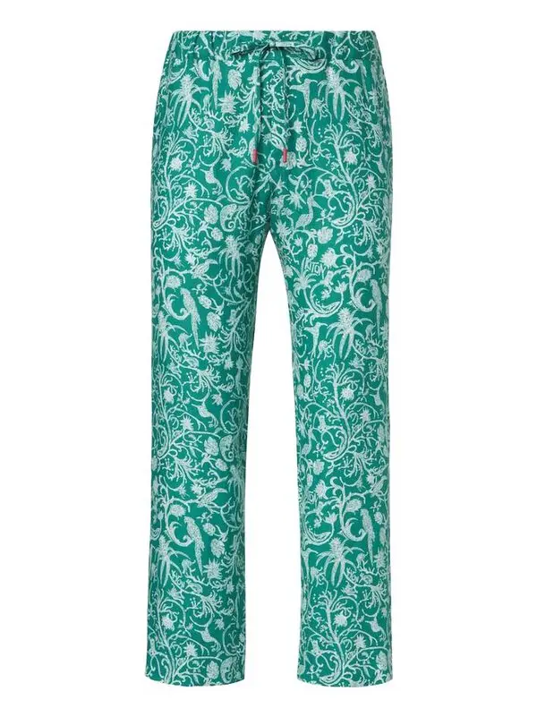 Kiton Printed Linen Pants - Green