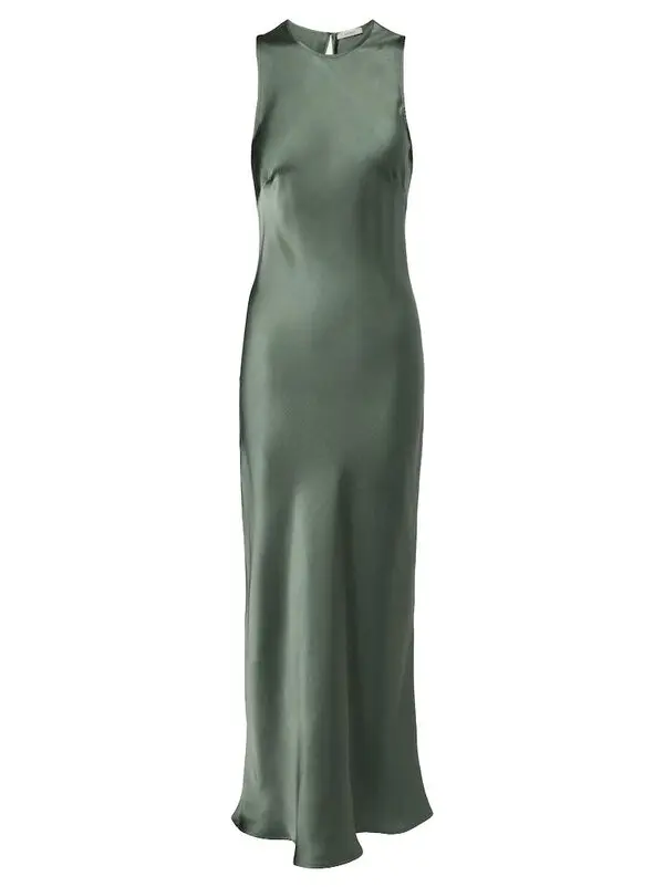 Asceno Tallin Silk Maxi Dress - Green