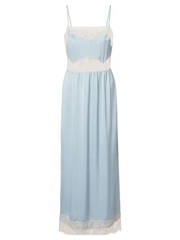 Faithfull The Brand Morris Lace-trimmed Satin Midi Dress - Blue