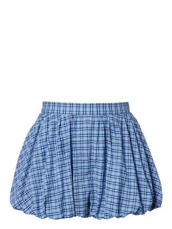Faithfull The Brand Mira Checked Cotton Shorts - Blue