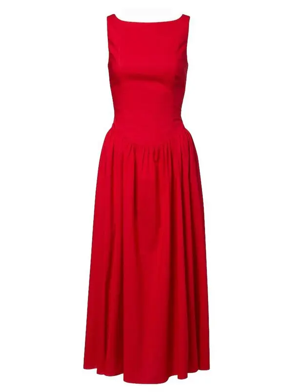 Faithfull The Brand Prali Cotton Midi Dress - Red