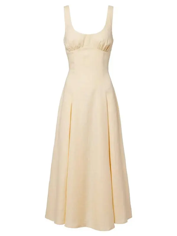 Faithfull The Brand Esme Linen Midi Dress - Yellow
