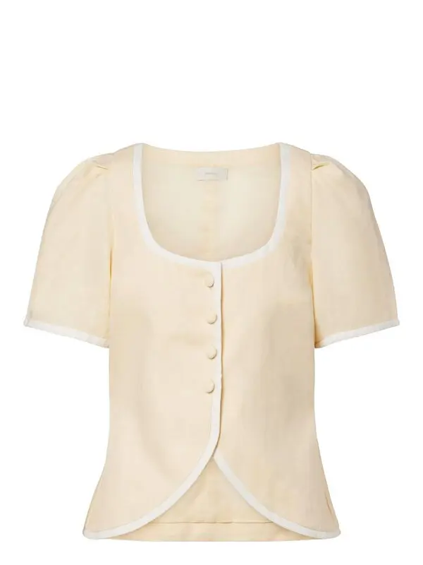 Faithfull The Brand Madeleine Belted Linen Top - Beige