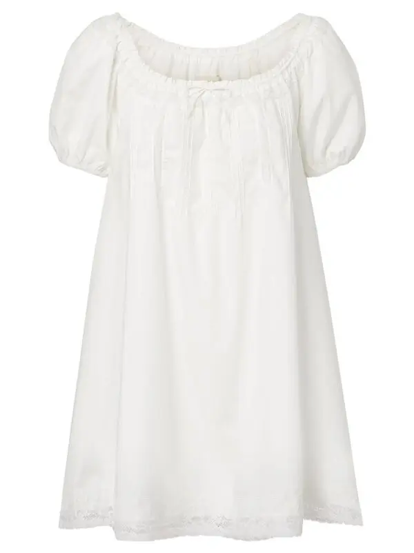 Faithfull The Brand Galle Lace-trimmed Cotton Minidress - White