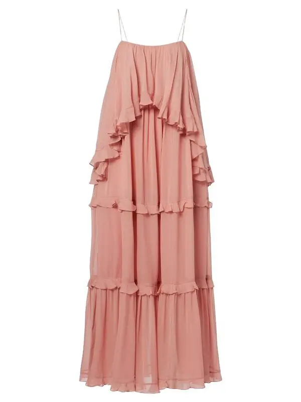 Zimmermann Luna Ruffled Tiered Maxi Dress - Pink