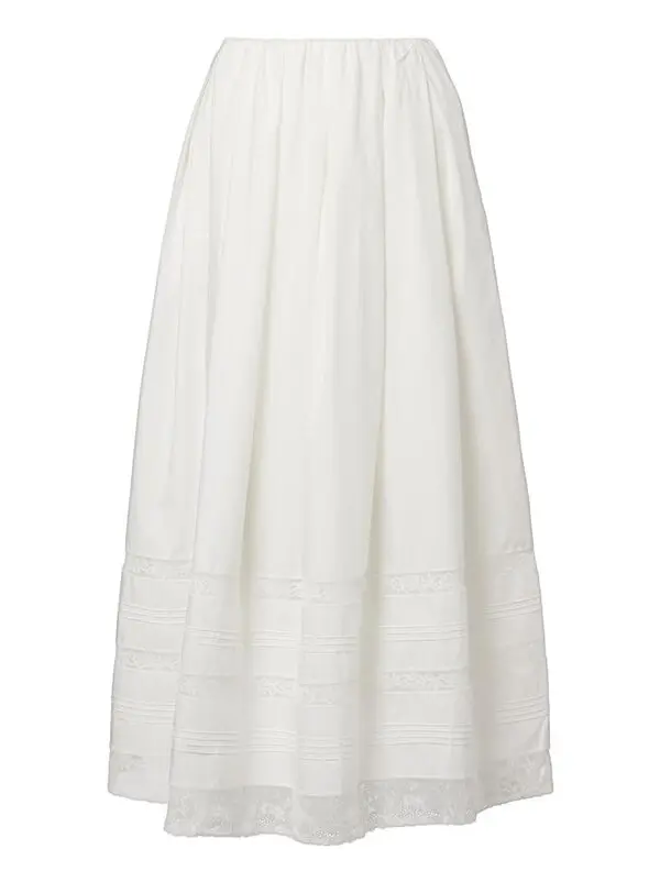 Faithfull The Brand Lyon Lace-trimmed Cotton Maxi Skirt - White