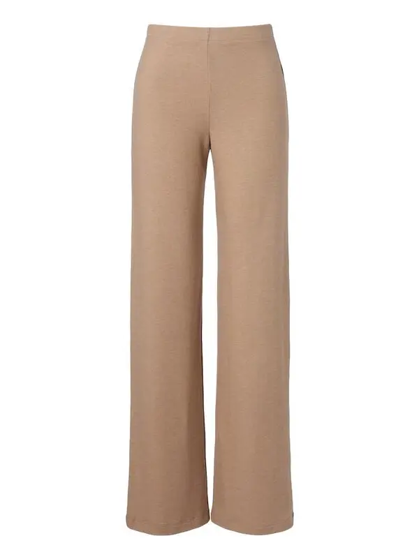 LESET Lauren Jersey Wide-leg Pants - Beige