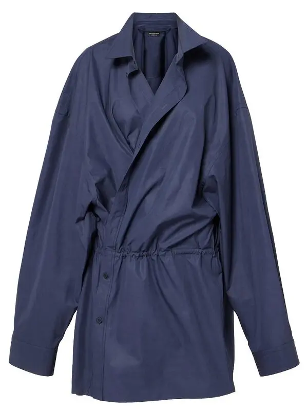 Balenciaga Cotton Poplin Shirt Dress Faded - Blue