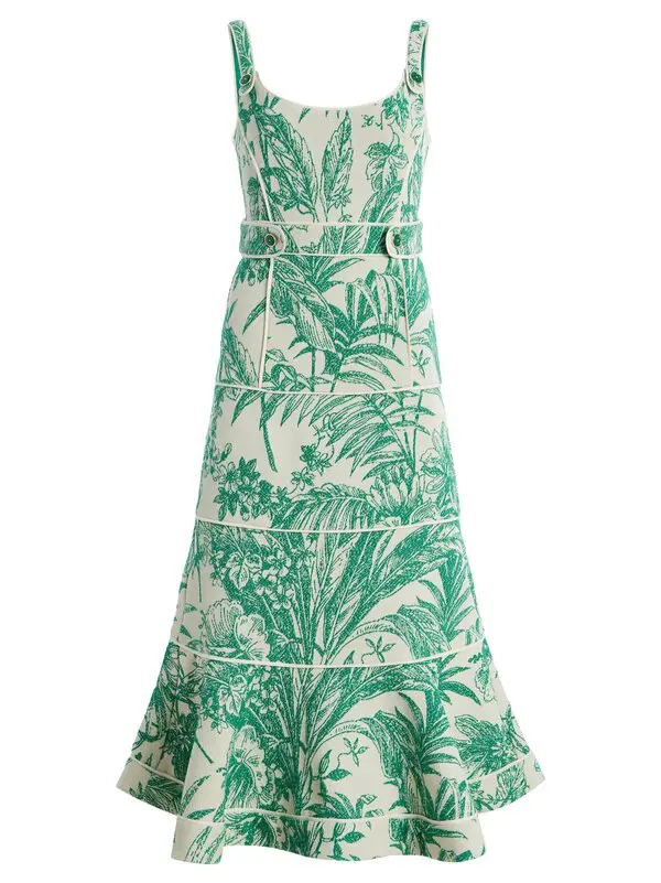 Alexis Kayleen Printed Twill Midi Dress - Green