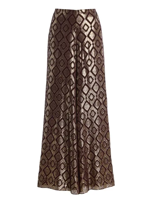 Alexis Maxine Metallic Jacquard Wide-leg Pants - Brown