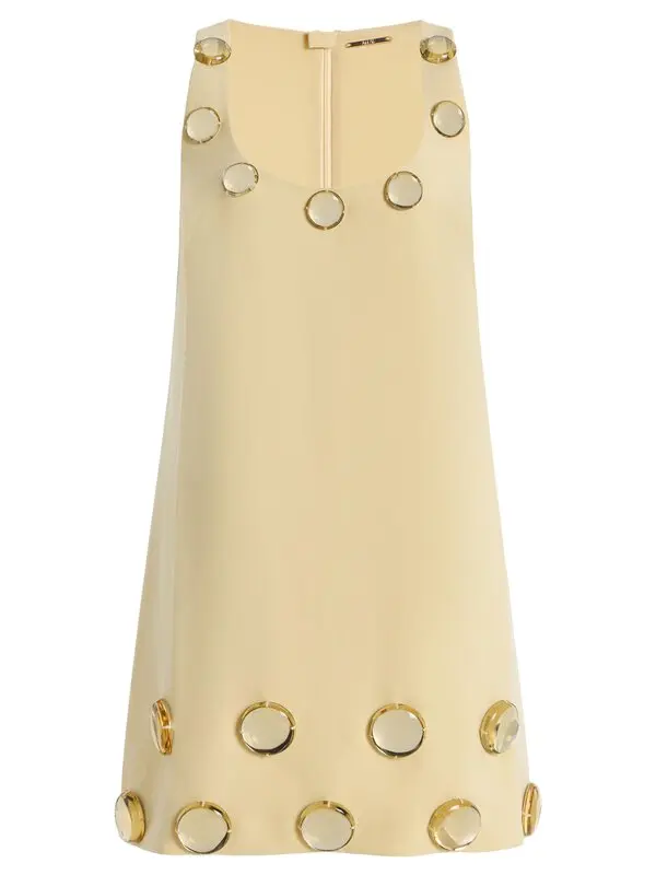 Alexis Aravine Jeweled Crepe Mini Dress - Yellow