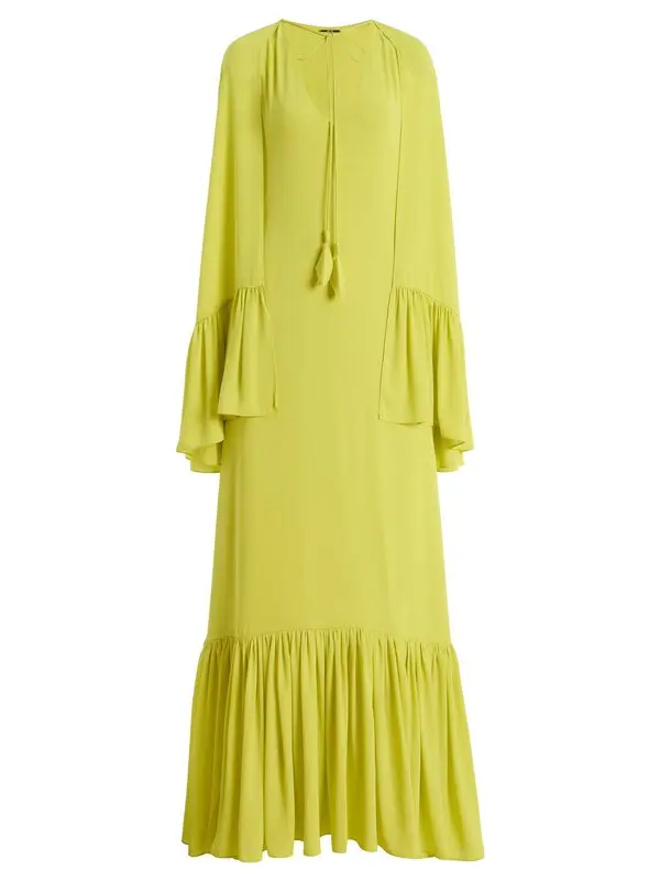 Alexis Francina Crepe Cape Dress - Lime Green