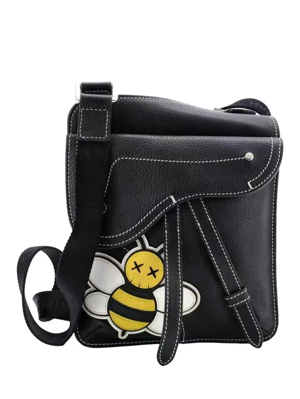 Dior Kaws Saddle Flat Messenger Bag - Black