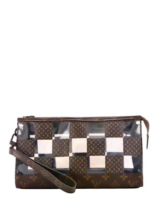LOUIS VUITTON Standing Pouch Monogram Chess - Brown