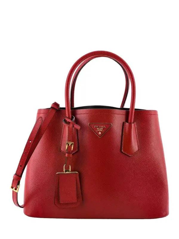 Prada Cuir Double Saffiano Leather Medium Tote - Red