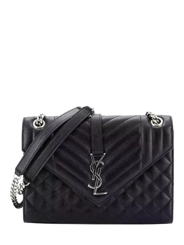 Saint Laurent Classic Monogram Envelope Satchel - Black