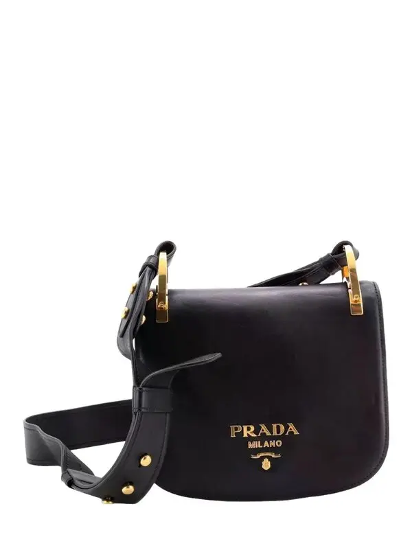 Prada Pionniere Saddle City Calfskin Small Crossbody Bag - Black